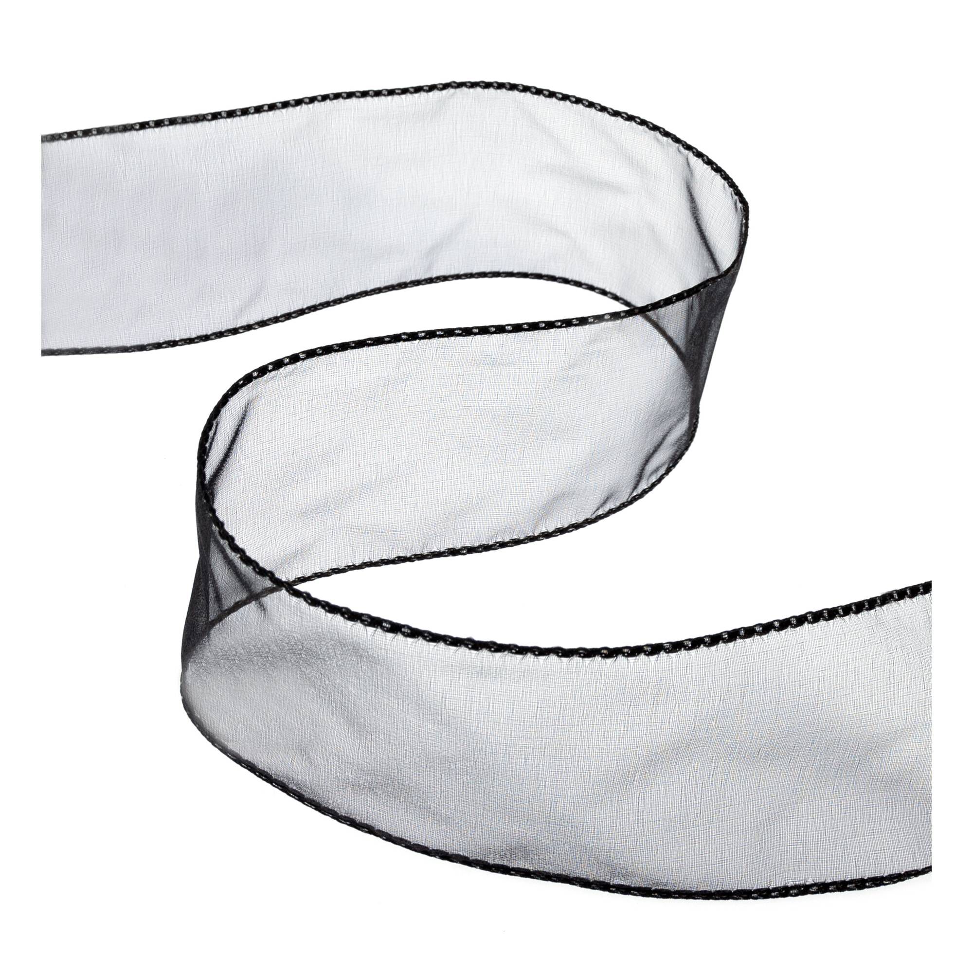 Black Wire Edge Organza Ribbon 63mm x 3m | Hobbycraft