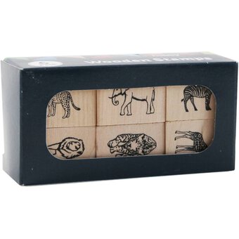 Safari Wooden Stamp Set 6 Pieces | Hobbycraft