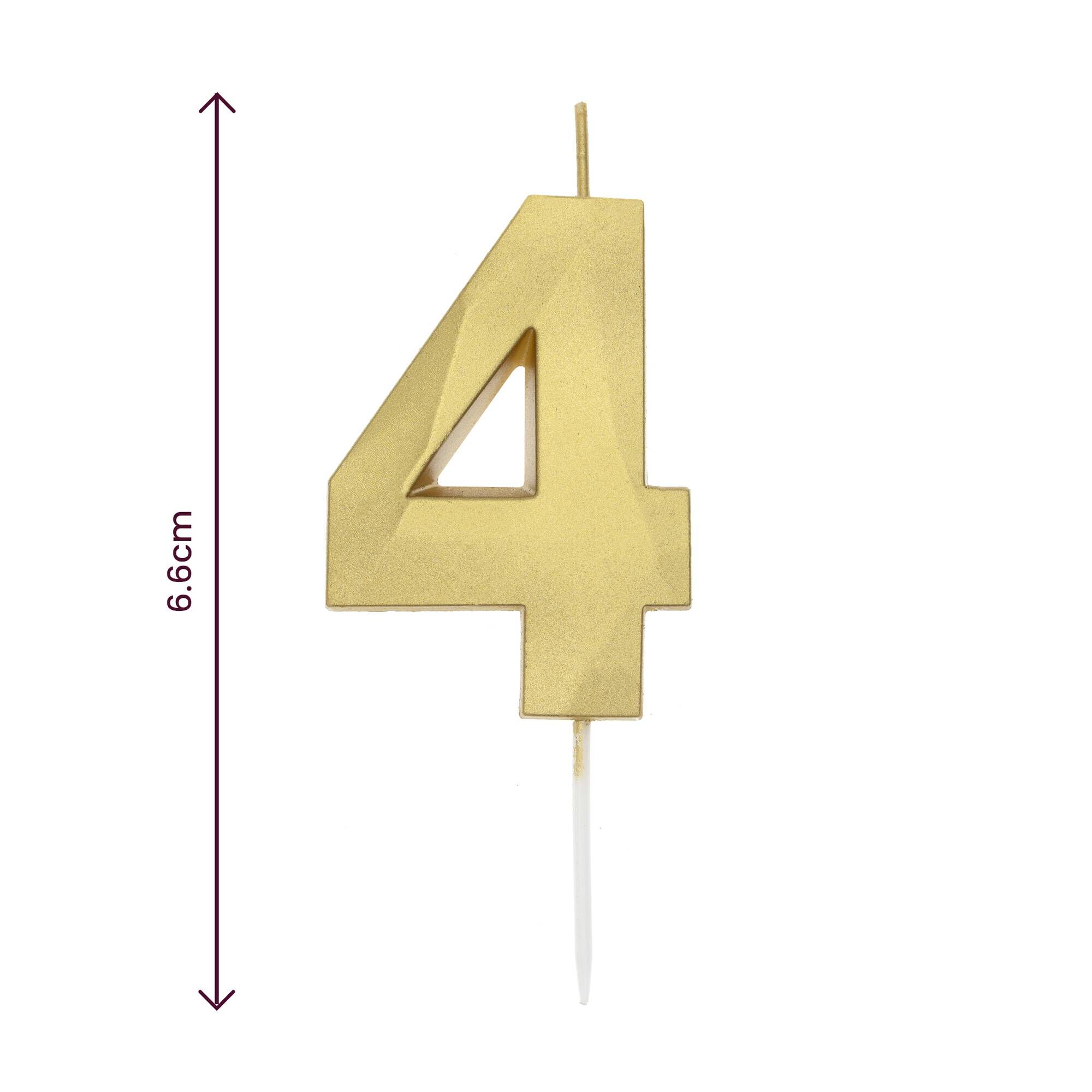 Whisk Gold Faceted Number 4 Candle | Hobbycraft