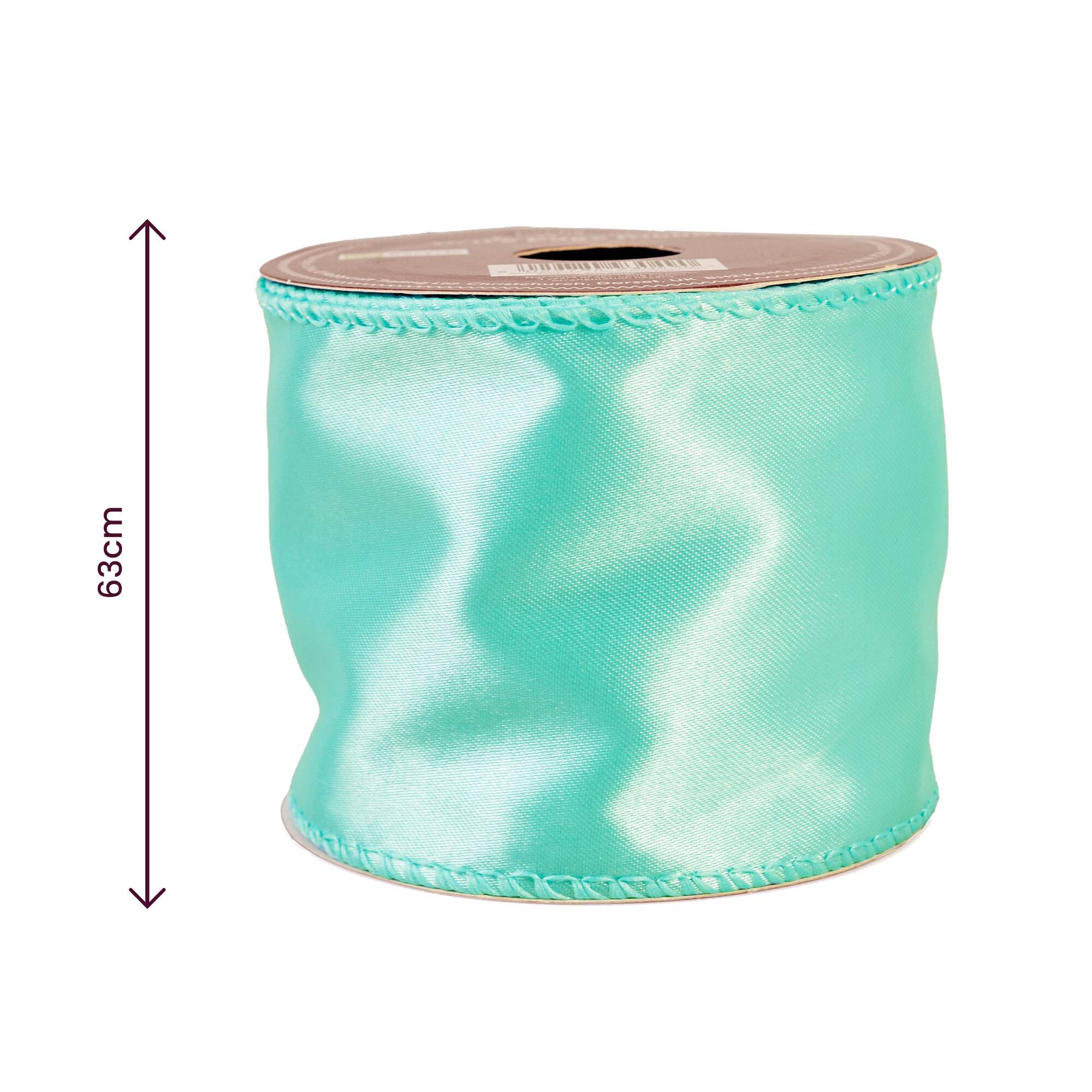Aqua Wire Edge Satin Ribbon 63mm x 3m | Hobbycraft