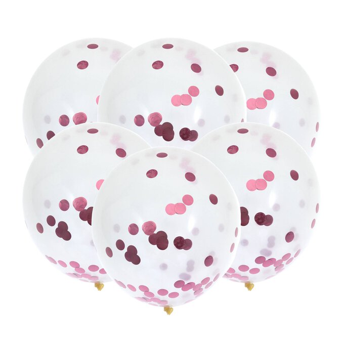 Pink Confetti Balloons 6 Pack | Hobbycraft