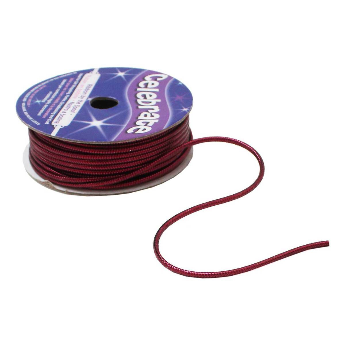 Plum Lurex Edge Cord 1.6mm x 8m | Hobbycraft