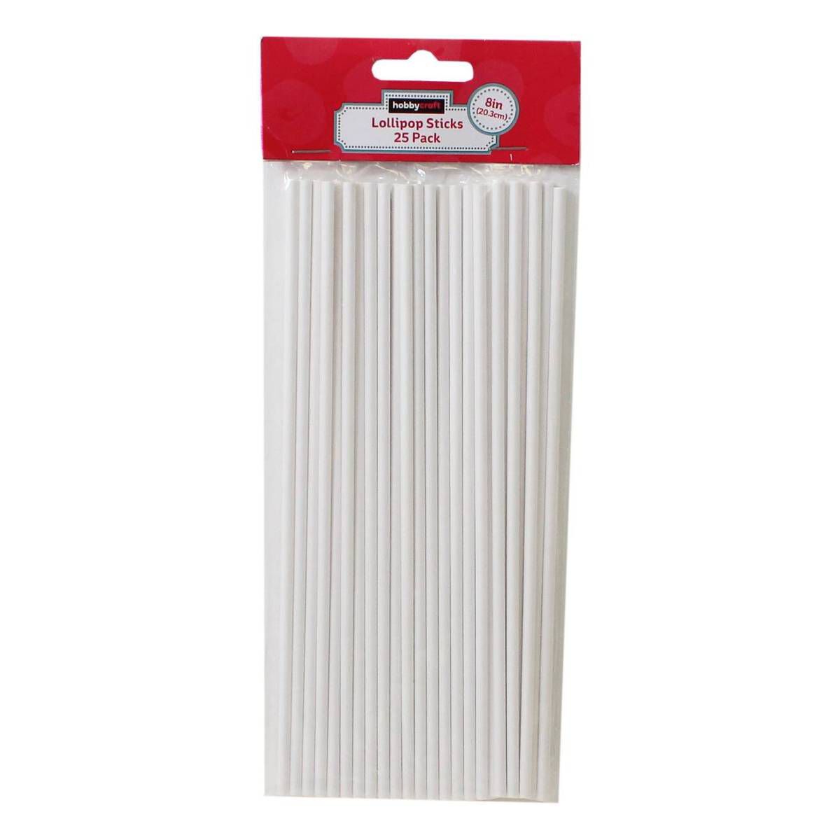 White Lollipop Sticks 20cm 25 Pack | Hobbycraft