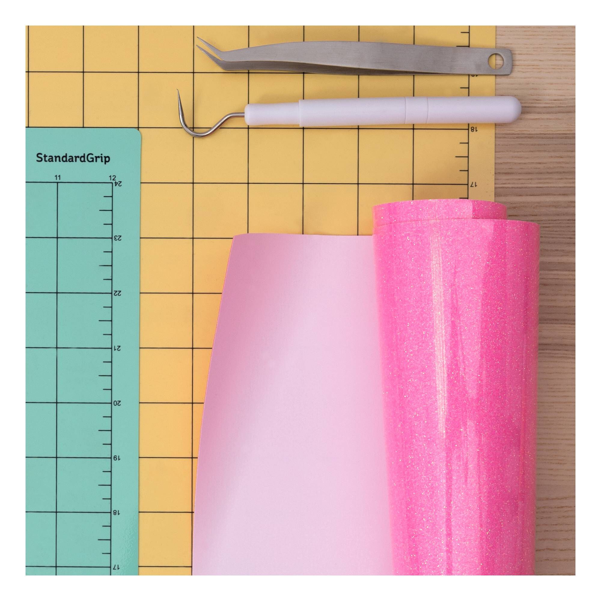 Siser Neon Pink Glitter Heat Transfer Vinyl 30cm x 50cm | Hobbycraft
