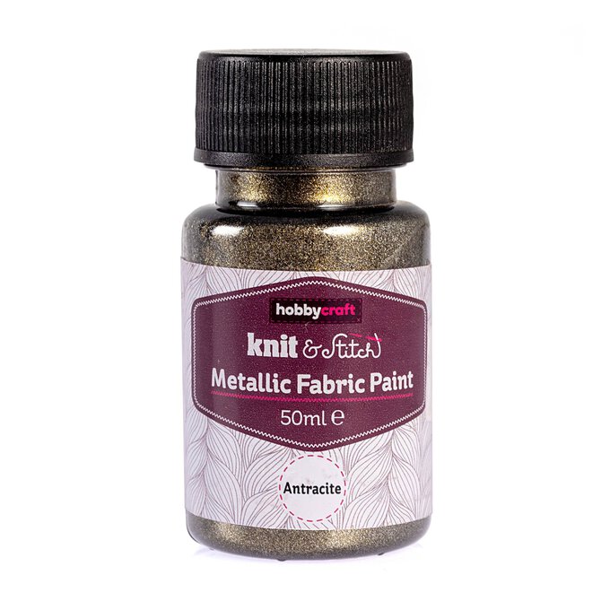 Anthracite Metallic Fabric Paint 50ml | Hobbycraft
