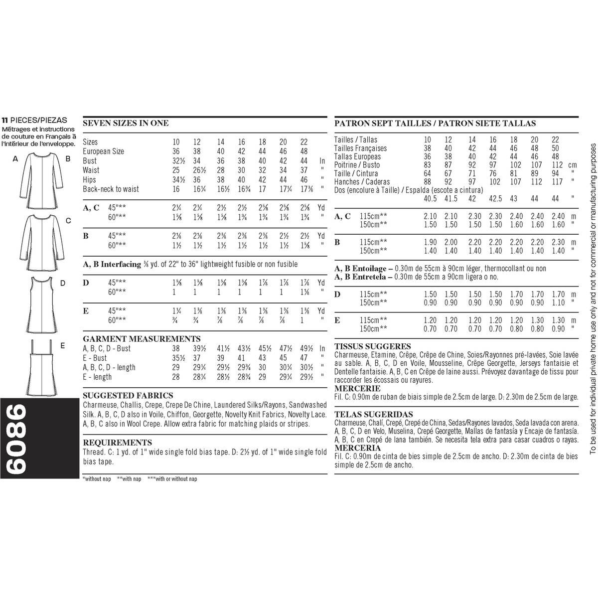 New Look Women's Tops Sewing Pattern 6086 | Hobbycraft