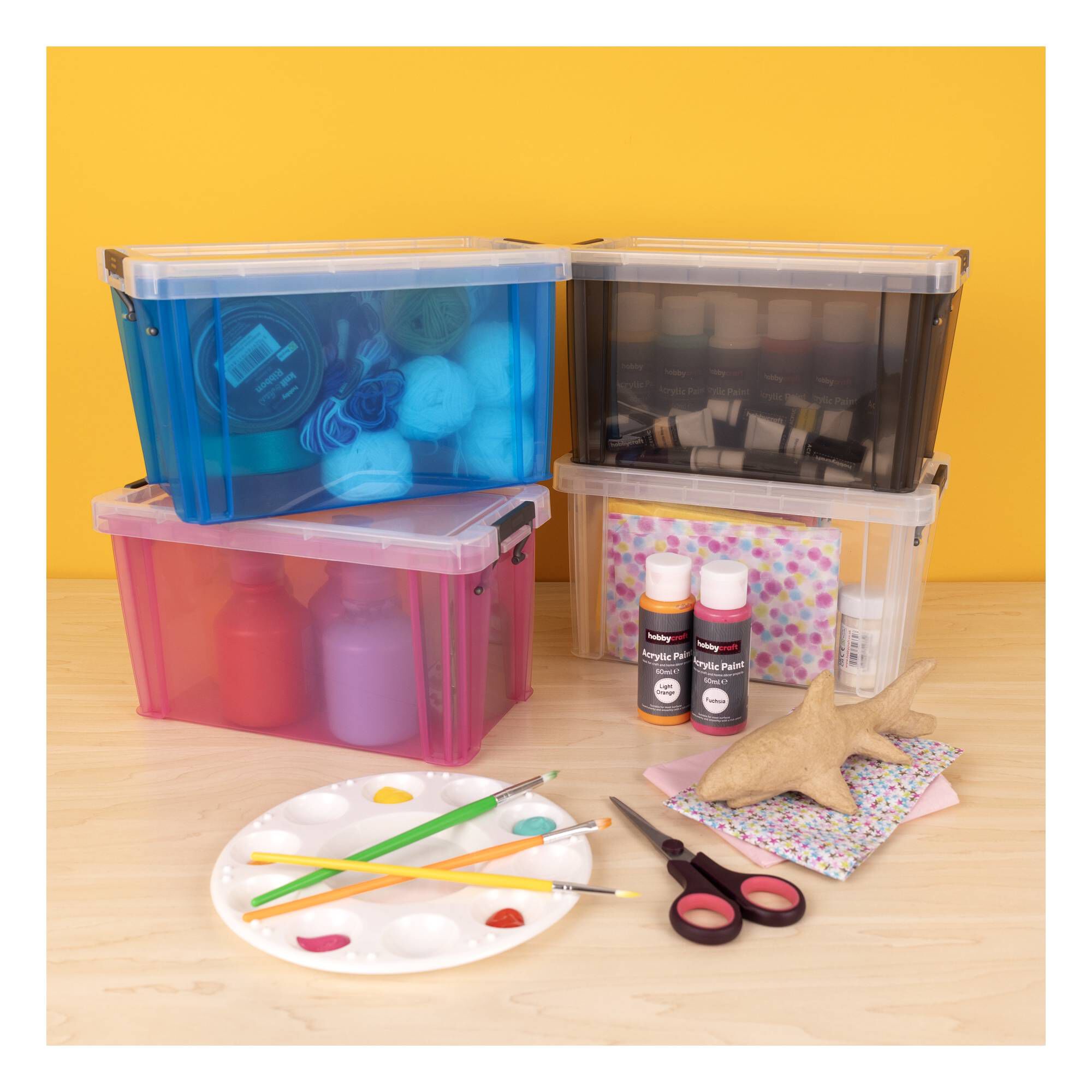 Whitefurze Allstore 2.6 Litre Transparent Blue Storage Box | Hobbycraft