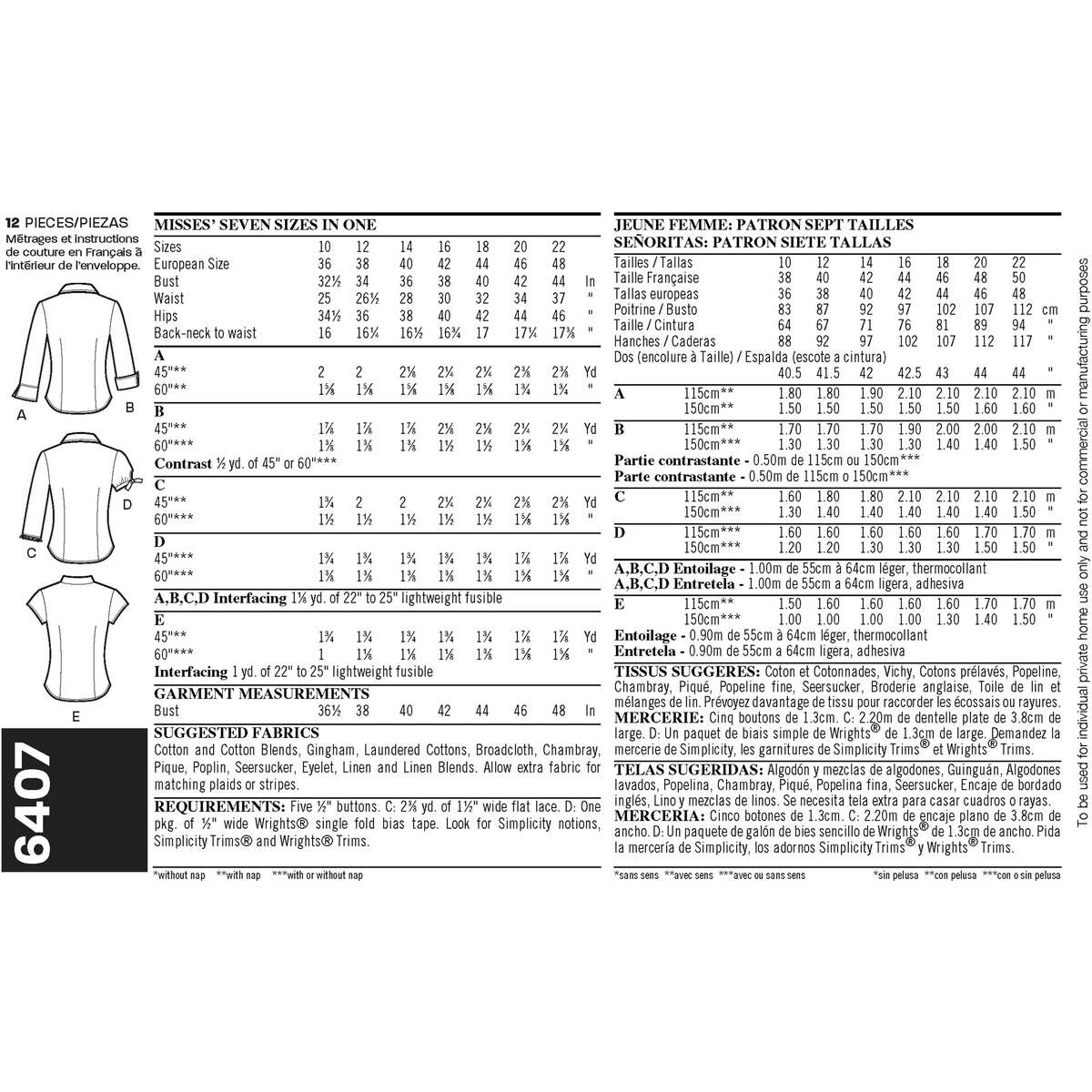 New Look Women's Tops Sewing Pattern 6407 | Hobbycraft