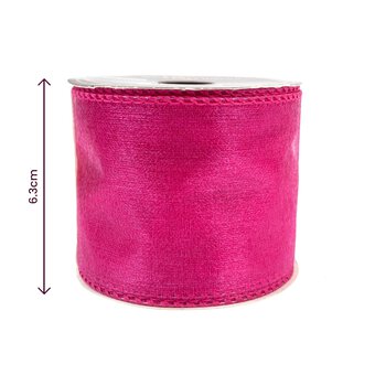 Hot Pink Wire Edge Organza Ribbon 63mm x 3m | Hobbycraft