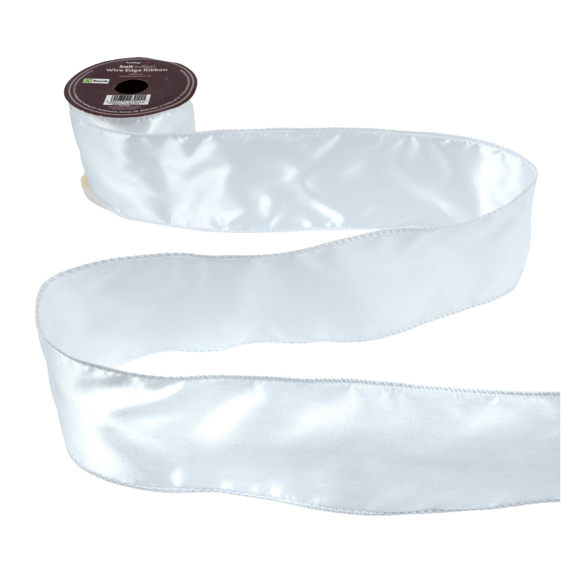 White Wire Edge Satin Ribbon 63mm x 3m | Hobbycraft