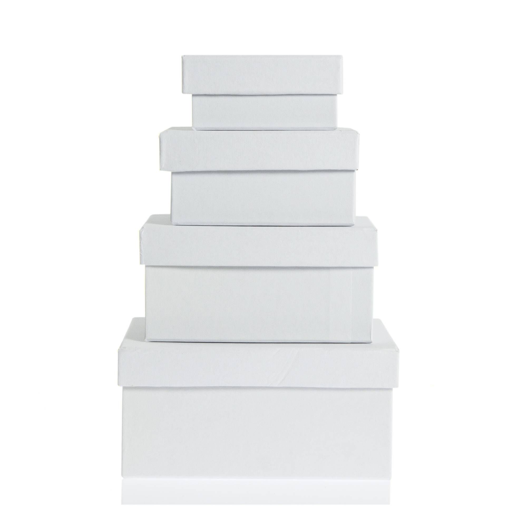White Mache Rectangle Nesting Boxes 4 Pack | Hobbycraft