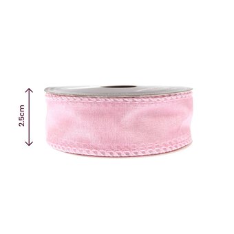 Pale Pink Wire Edge Organza Ribbon 25mm x 3m | Hobbycraft