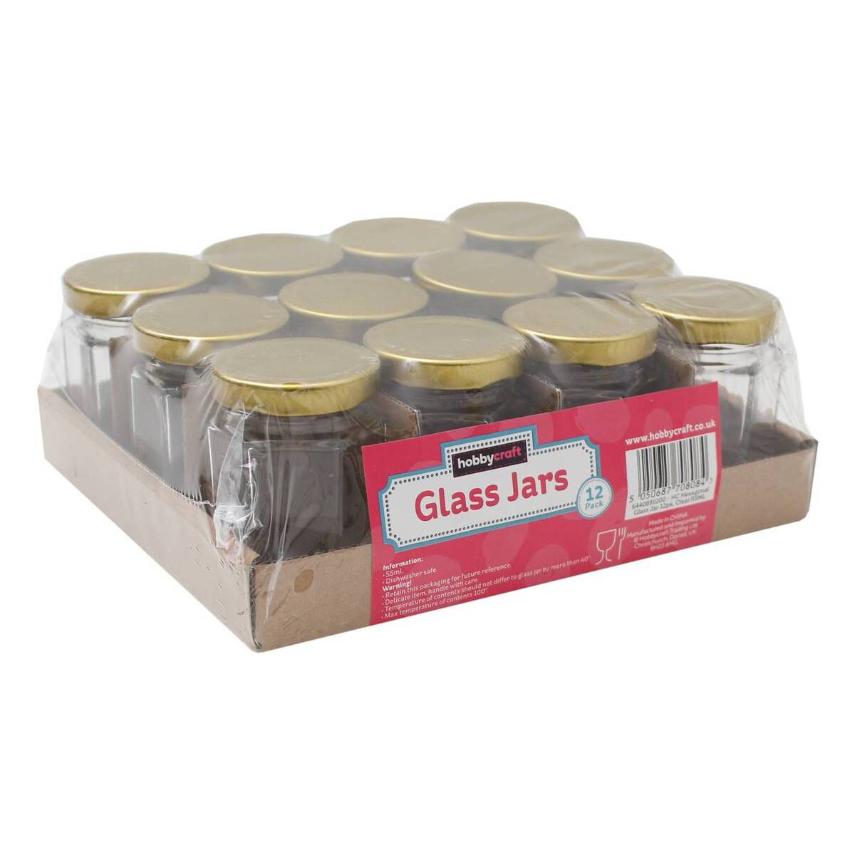 Clear Hexagonal Glass Jars 55ml 12 Pack | Hobbycraft