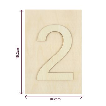 Wooden Number 2 Plaque 10cm x 15cm | Hobbycraft