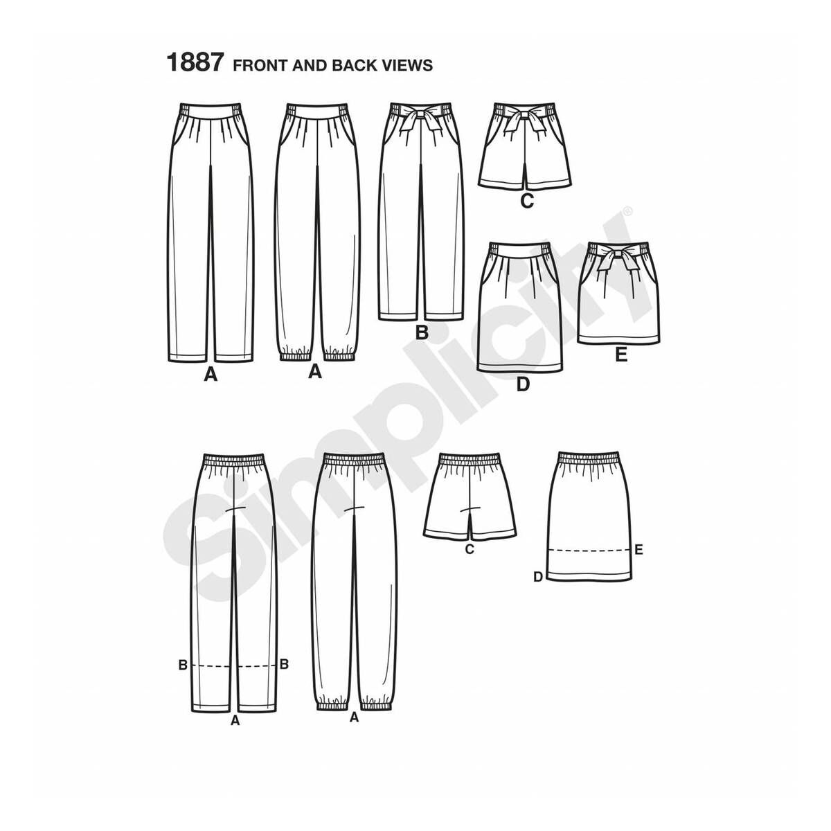 Simplicity Trousers and Skirt Sewing Pattern 1887 (8-16) | Hobbycraft