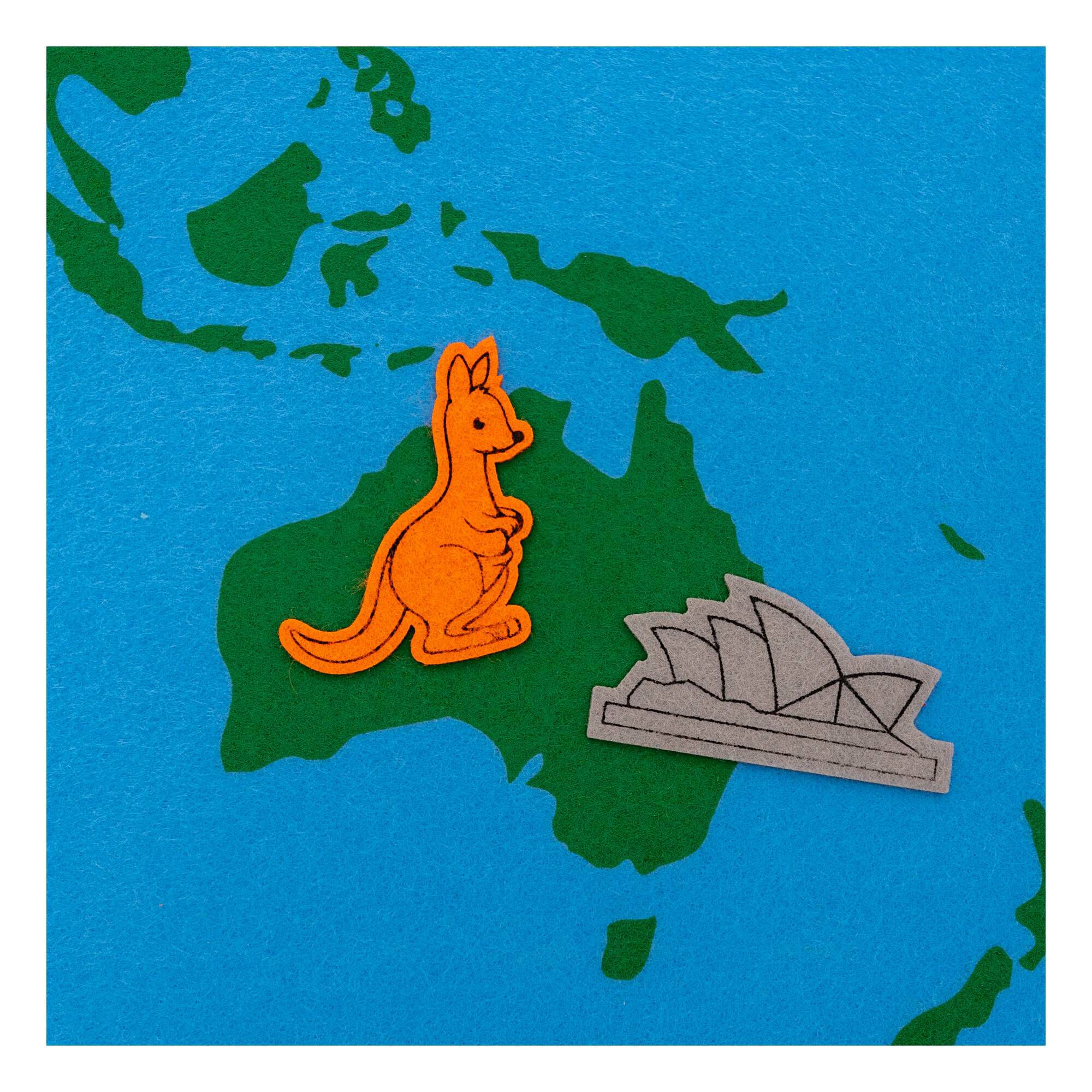 World Map with Felt Characters and Landmarks | Hobbycraft