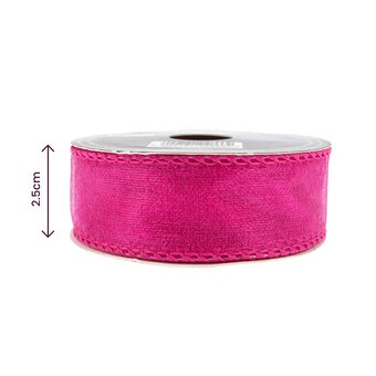 Hot Pink Wire Edge Organza Ribbon 25mm x 3m | Hobbycraft
