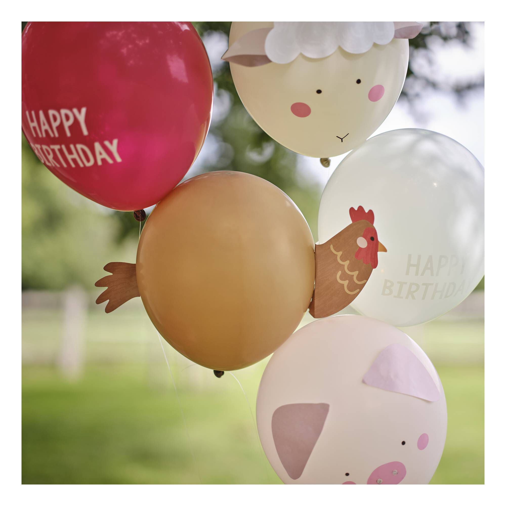 Ginger Ray Farm Animals Birthday Balloons 5 Pack | Hobbycraft