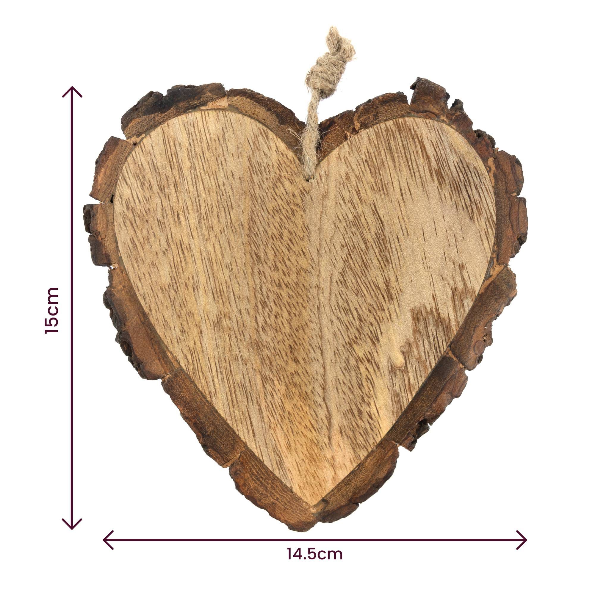 Hanging Wooden Heart Slice 15cm | Hobbycraft