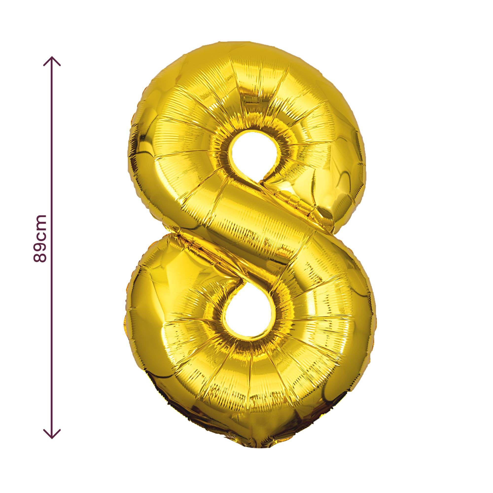 Extra Large Gold Foil Number 8 Balloon | Hobbycraft