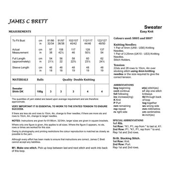 James C Brett Shhh DK Jumper Pattern JB817 | Hobbycraft