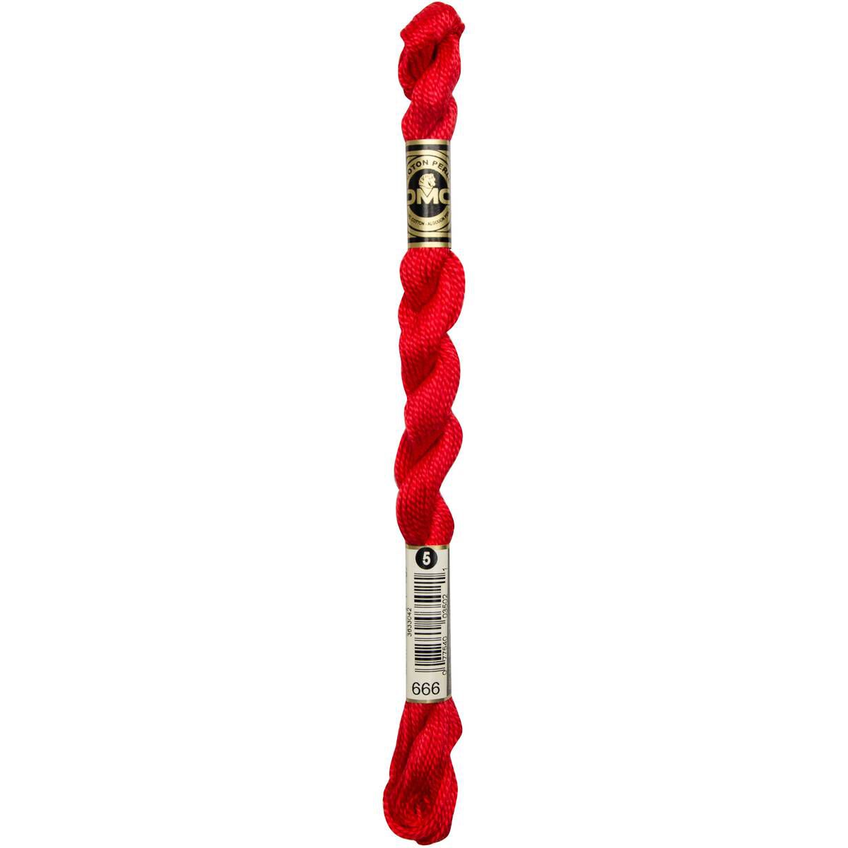 DMC Red Pearl Cotton Thread Size 5 25m (666) | Hobbycraft