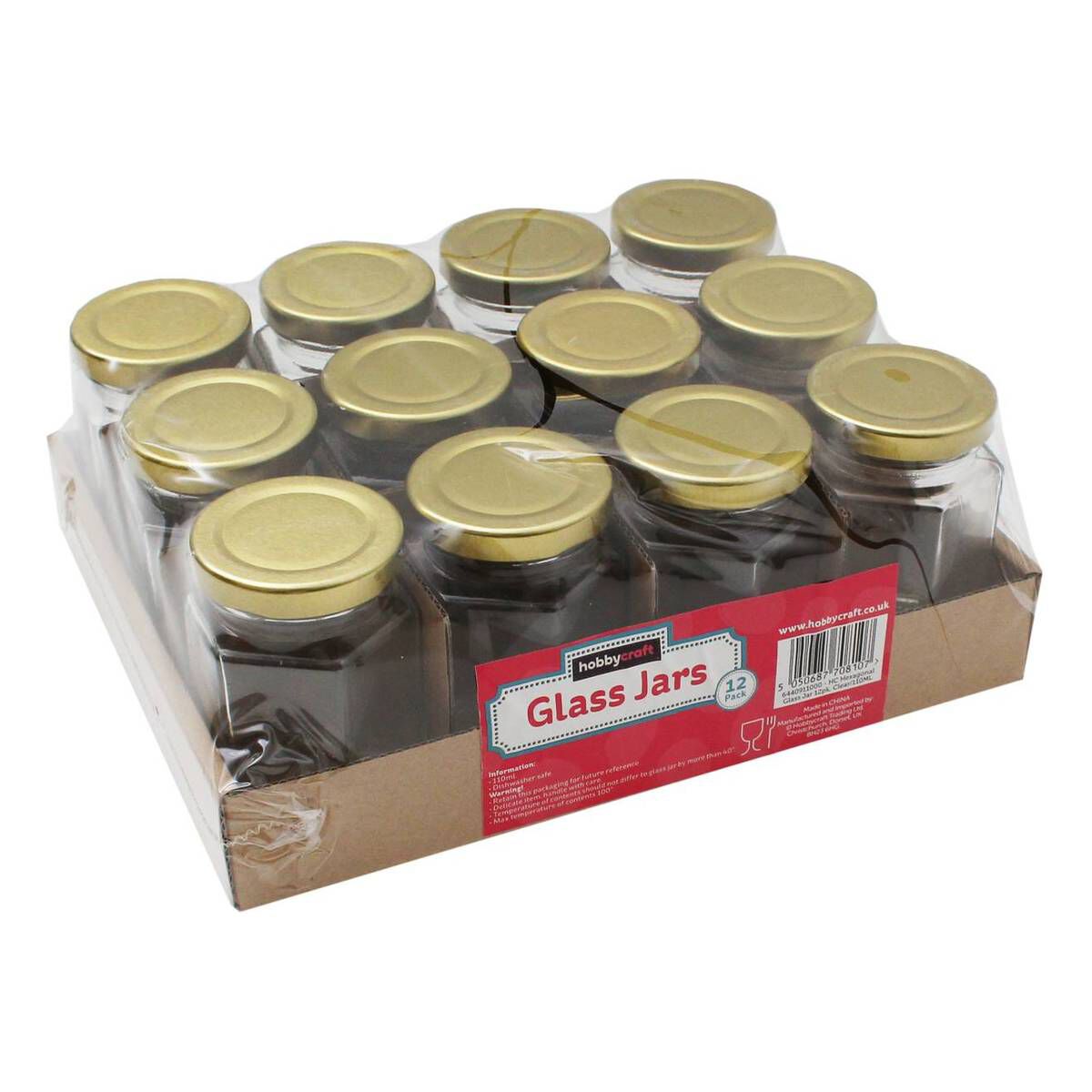 Clear Hexagonal Glass Jars 110ml 12 Pack | Hobbycraft