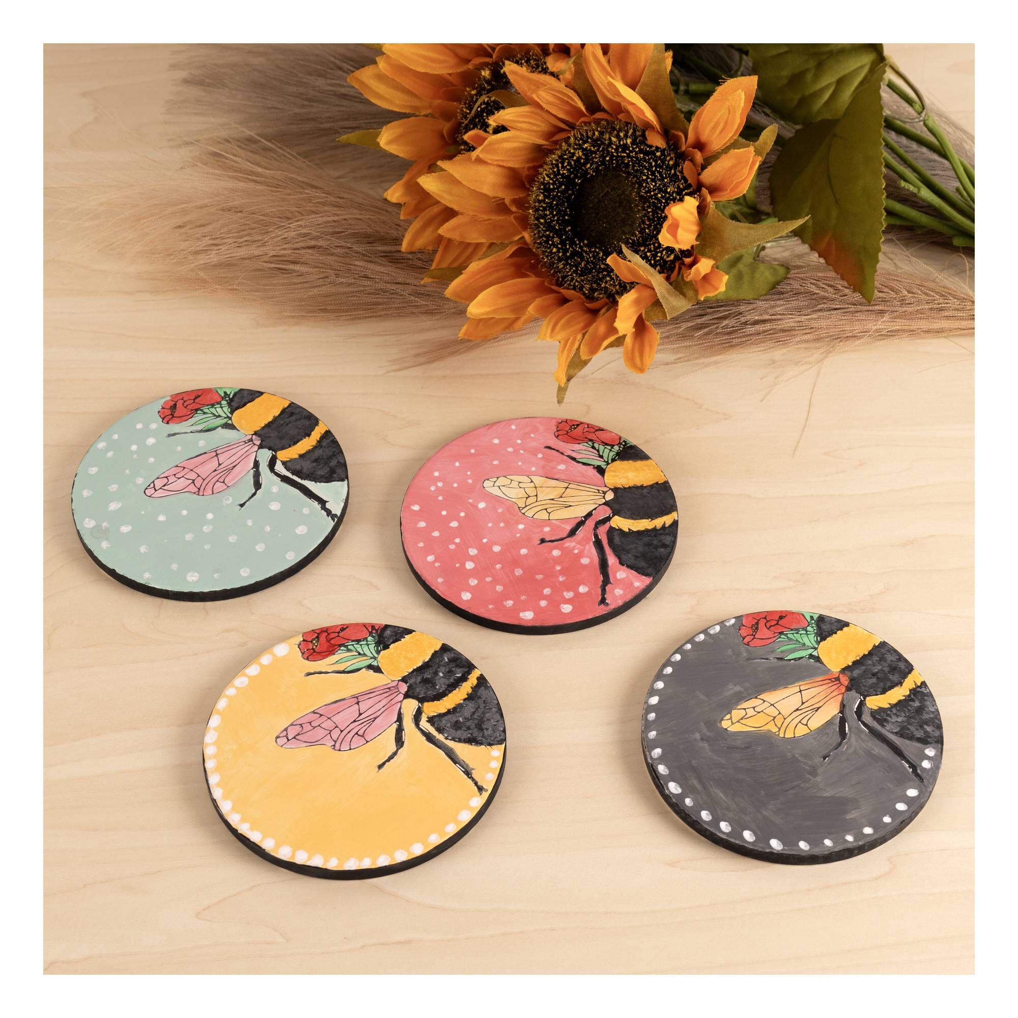 Artisan Paint Your Own Bee Coaster Set 4 Pack | Hobbycraft