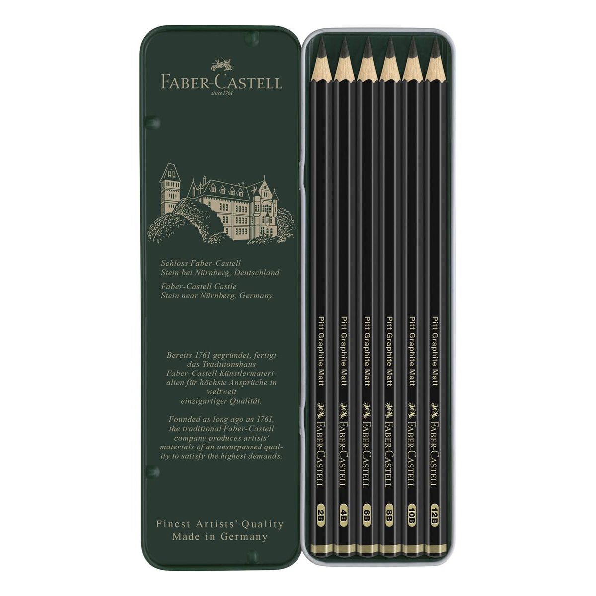 Faber-Castell Pitt Graphite Matt Pencil Tin 6 Pack | Hobbycraft