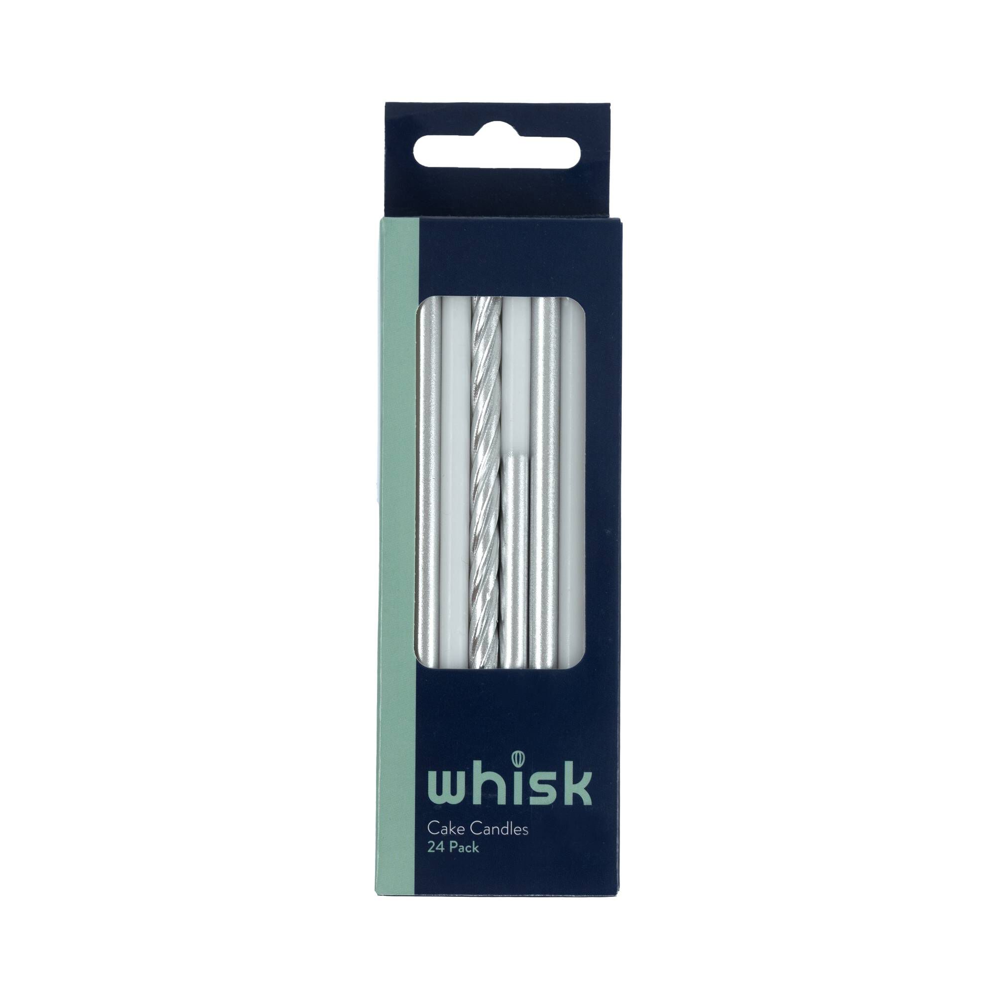 Whisk Silver Metallic Candles 24 Pack | Hobbycraft