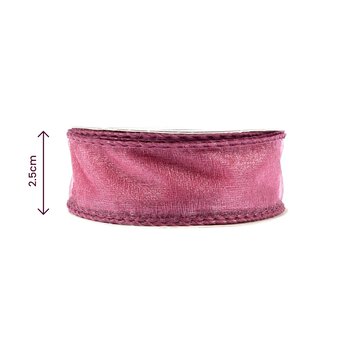 Mid Pink Wire Edge Organza Ribbon 25mm x 3m | Hobbycraft