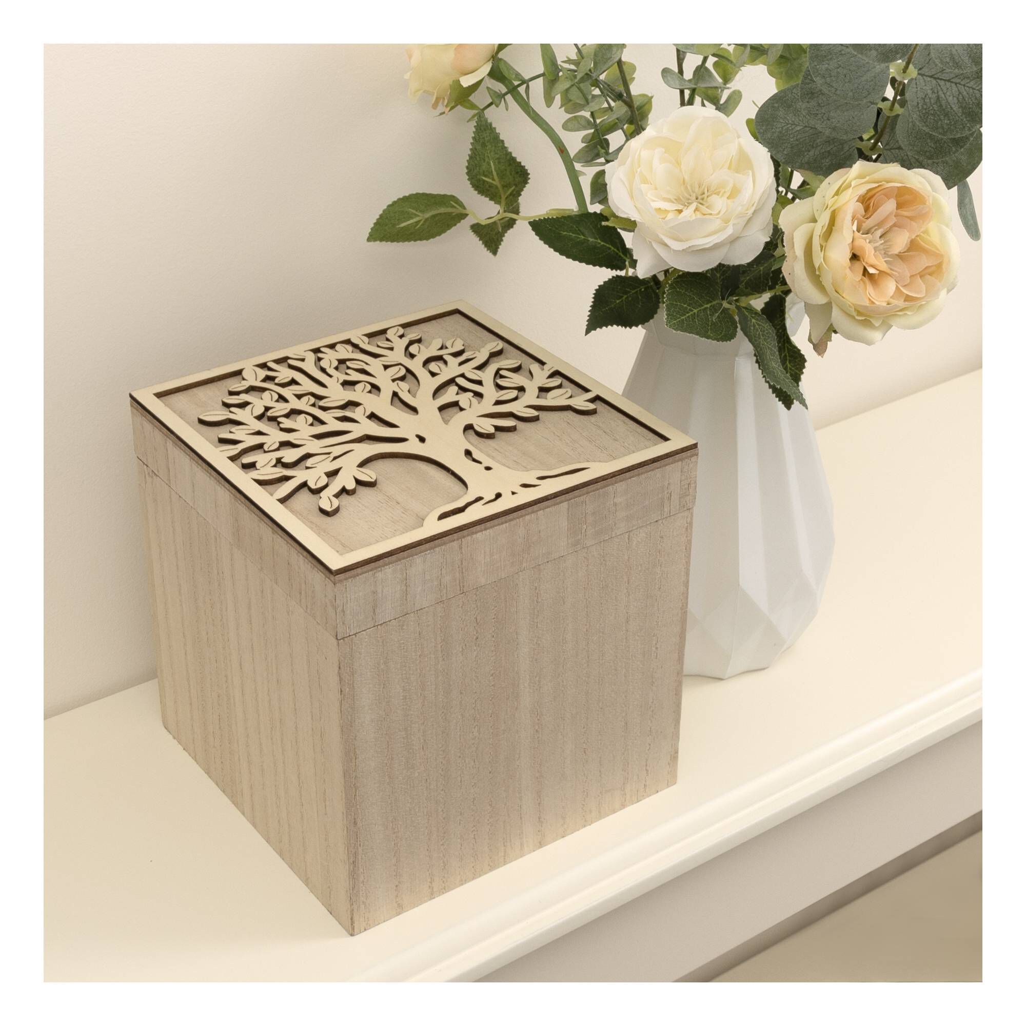 Wooden Tree Storage Box 16cm x 16cm x 16.5cm | Hobbycraft