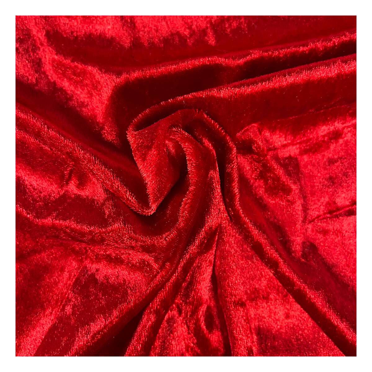 Red Crushed Velour Fabric by the Metre | Hobbycraft