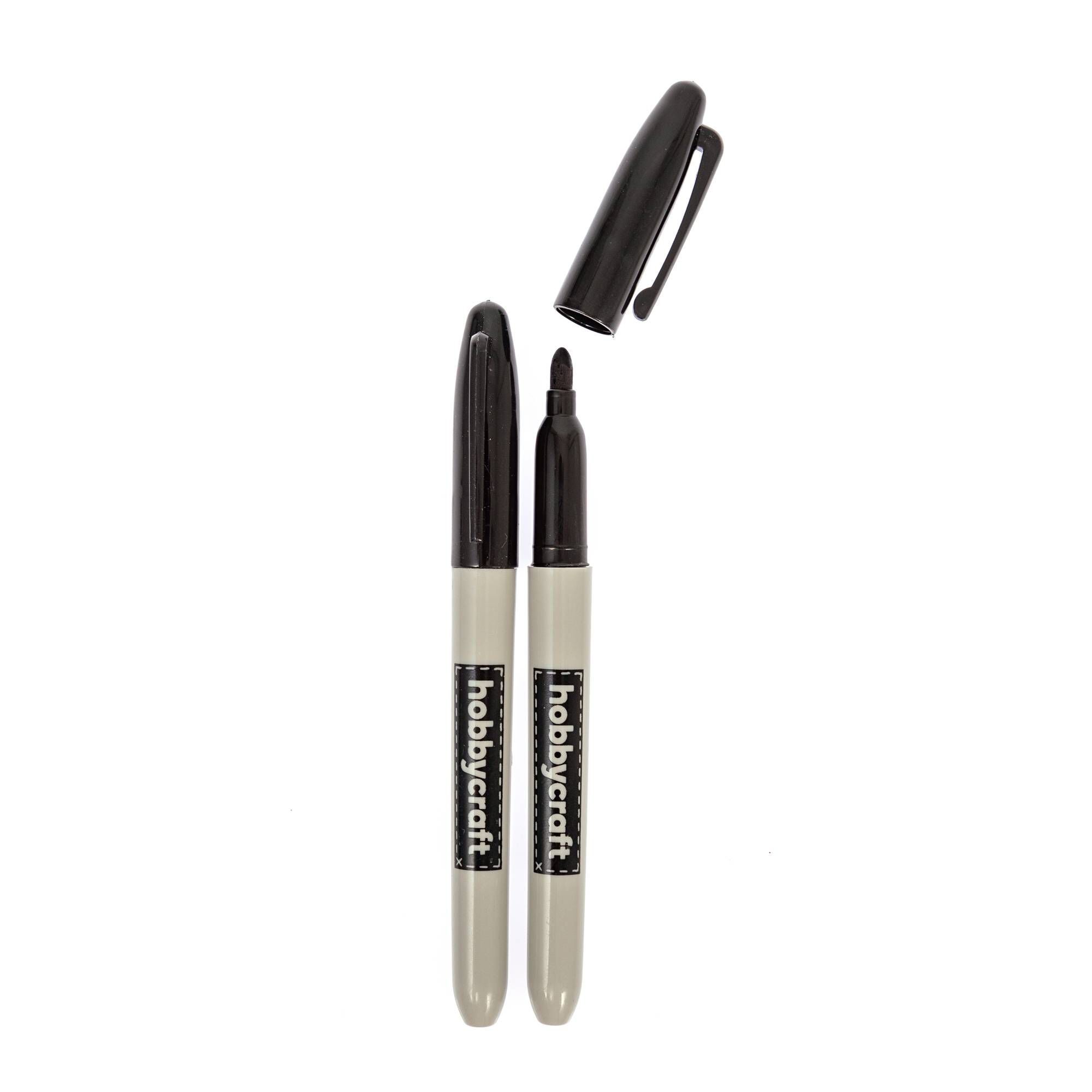Black Fine Permanent Markers 2 Pack | Hobbycraft