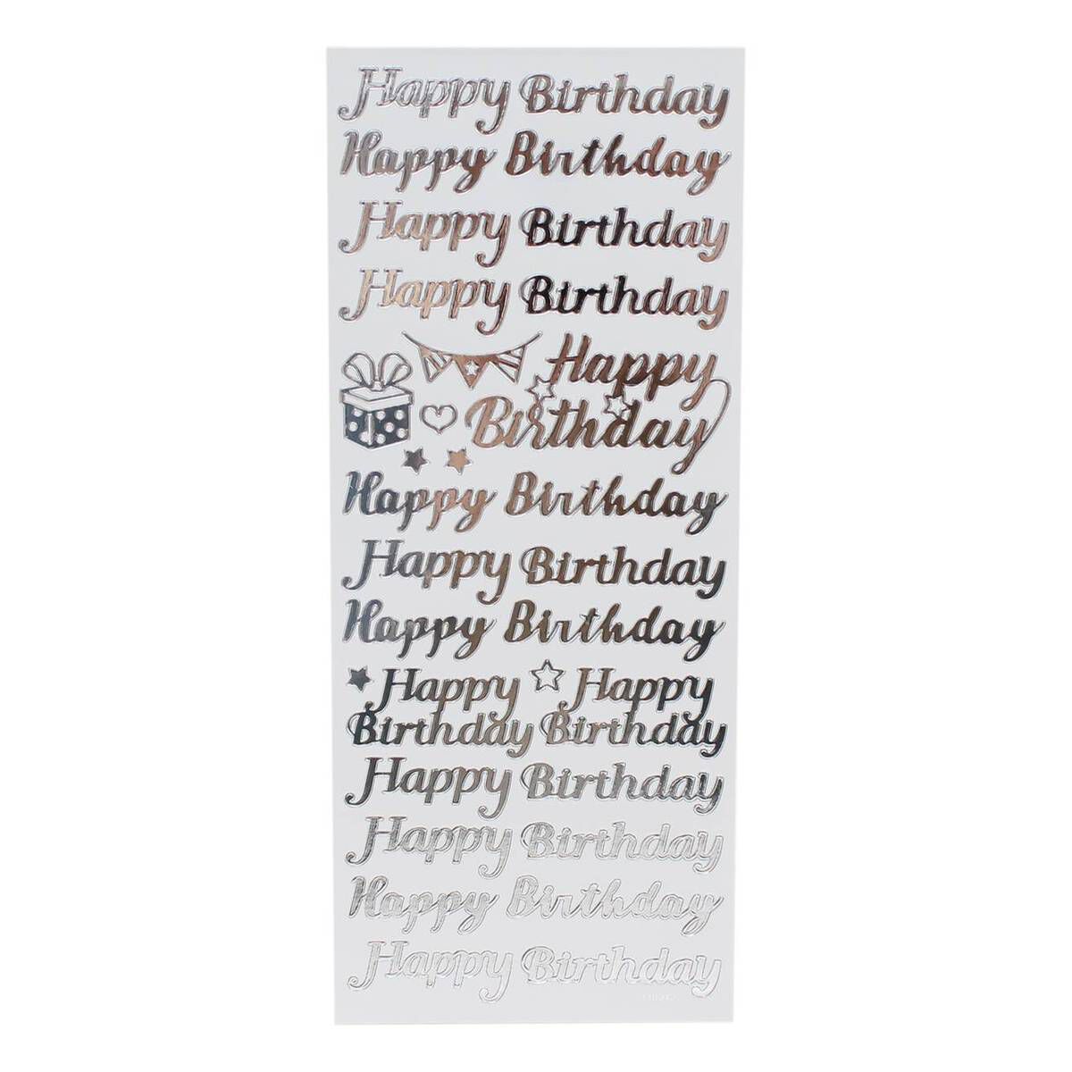 Anita's Silver Happy Birthday Outline Stickers | Hobbycraft