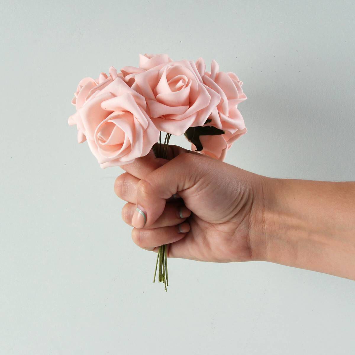 Light Pink Open Rose Bouquet 8 Pieces | Hobbycraft