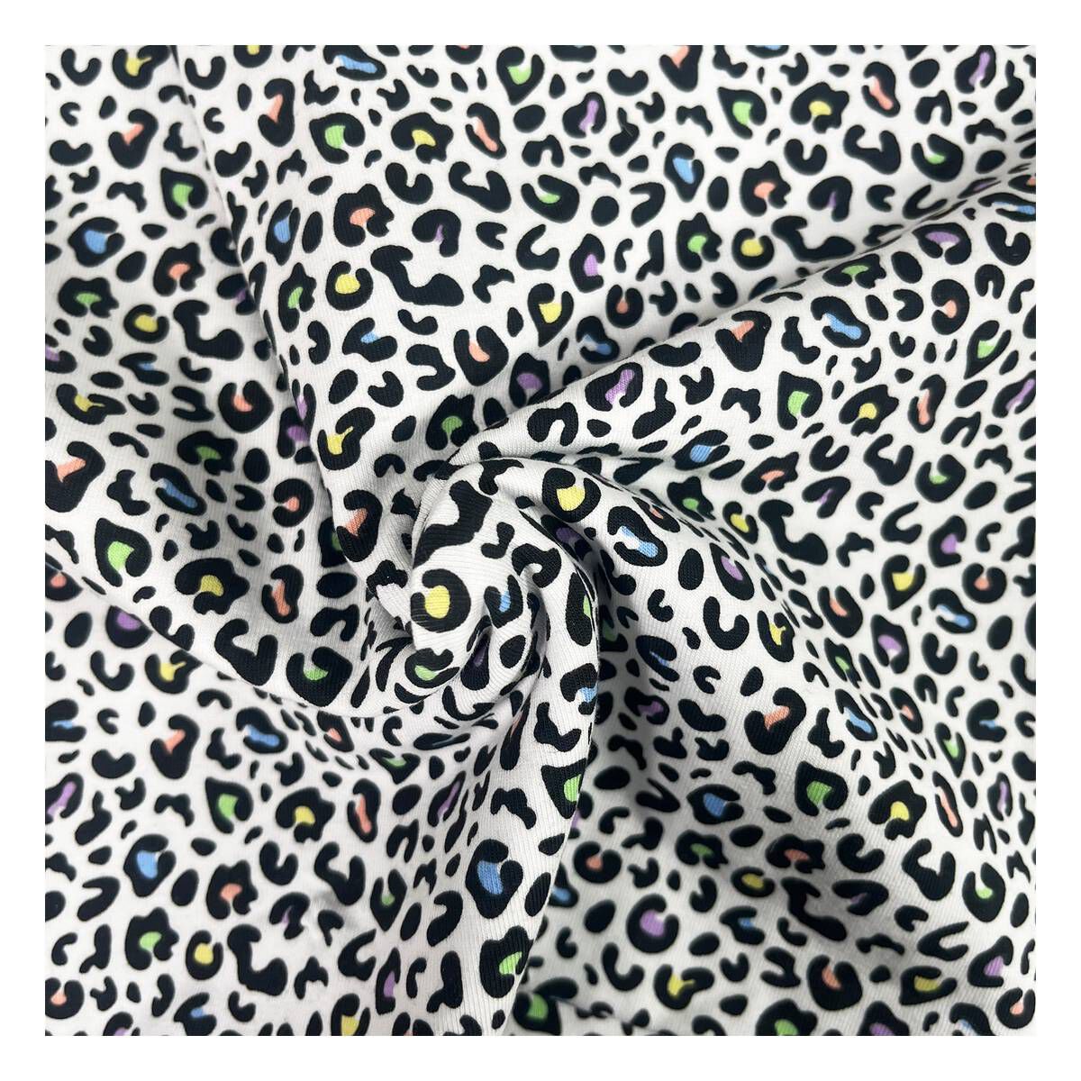 Rainbow Leopard Cotton Spandex Jersey Fabric by the Metre | Hobbycraft