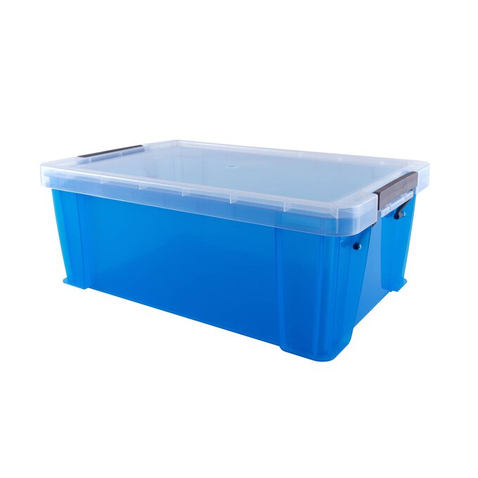 Whitefurze Allstore Transparent Blue Storage Box 10 Litres | Hobbycraft