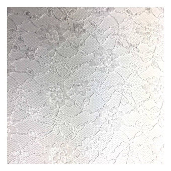 White Polyester Floral Lace Fabric by the Metre | Hobbycraft