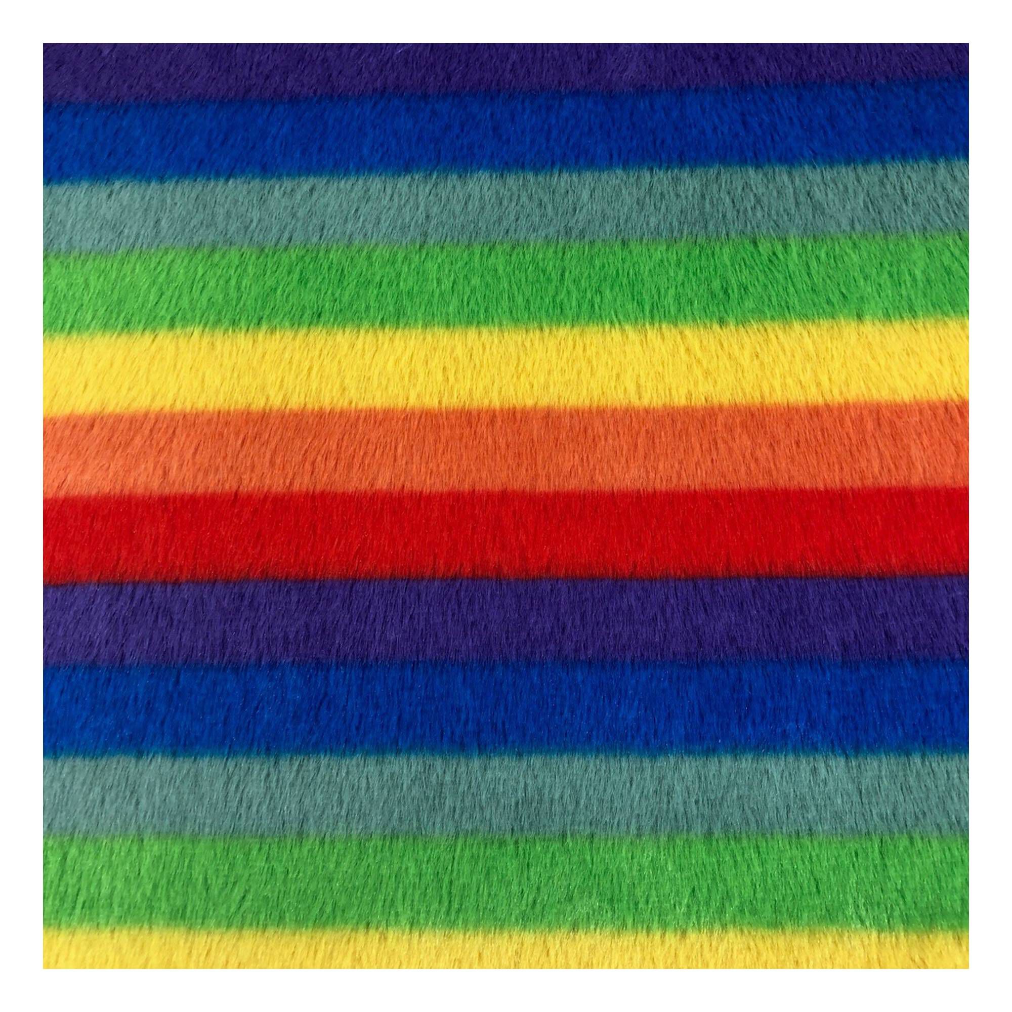 Large Stripe Rainbow Fur Fabric by the Metre | Hobbycraft