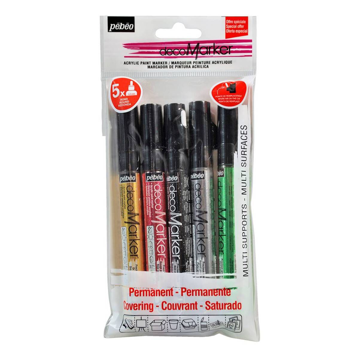 Pebeo Assorted Deco Markers 5 Pack | Hobbycraft