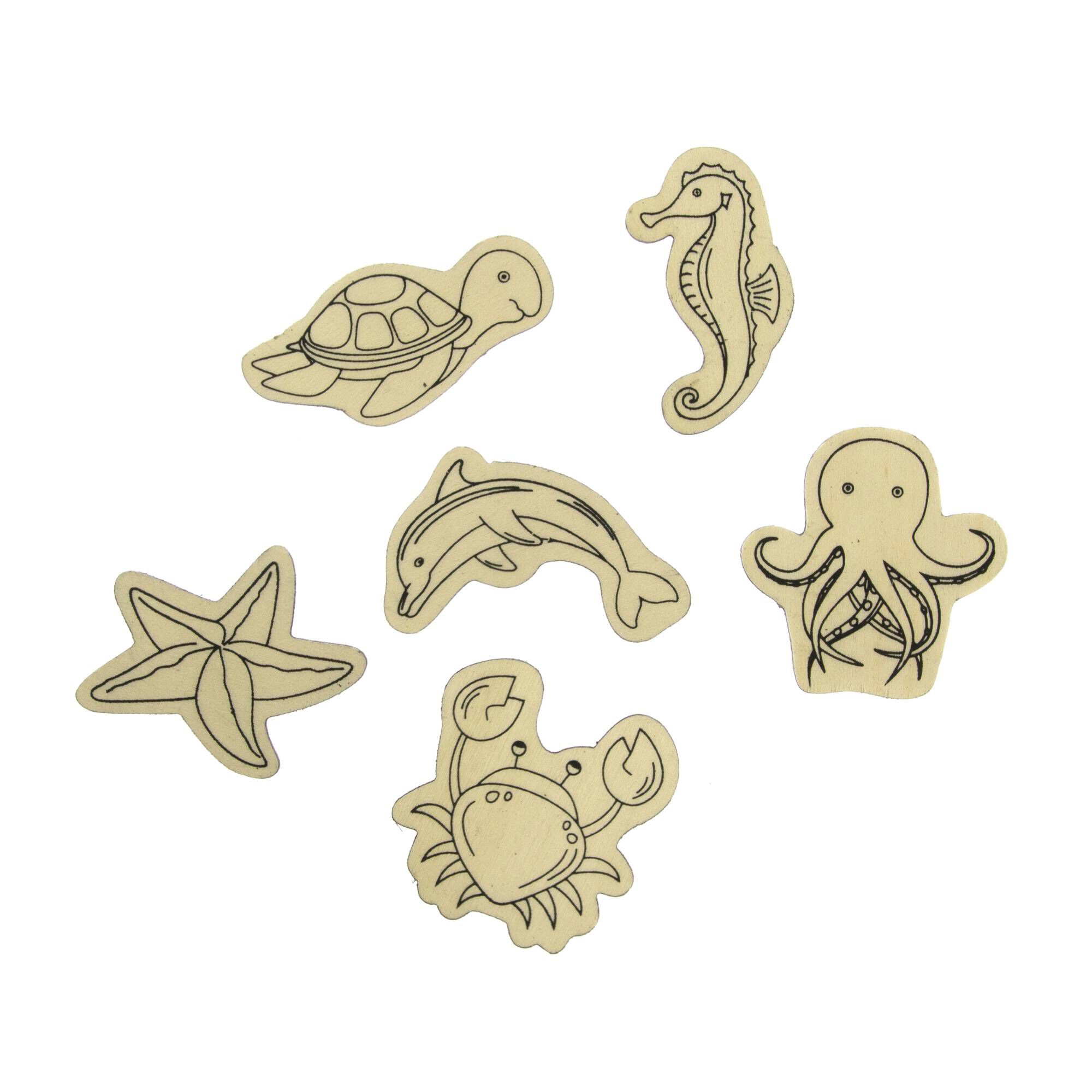 Decorate Your Own Sealife Wooden Magnets 6 Pack | Hobbycraft