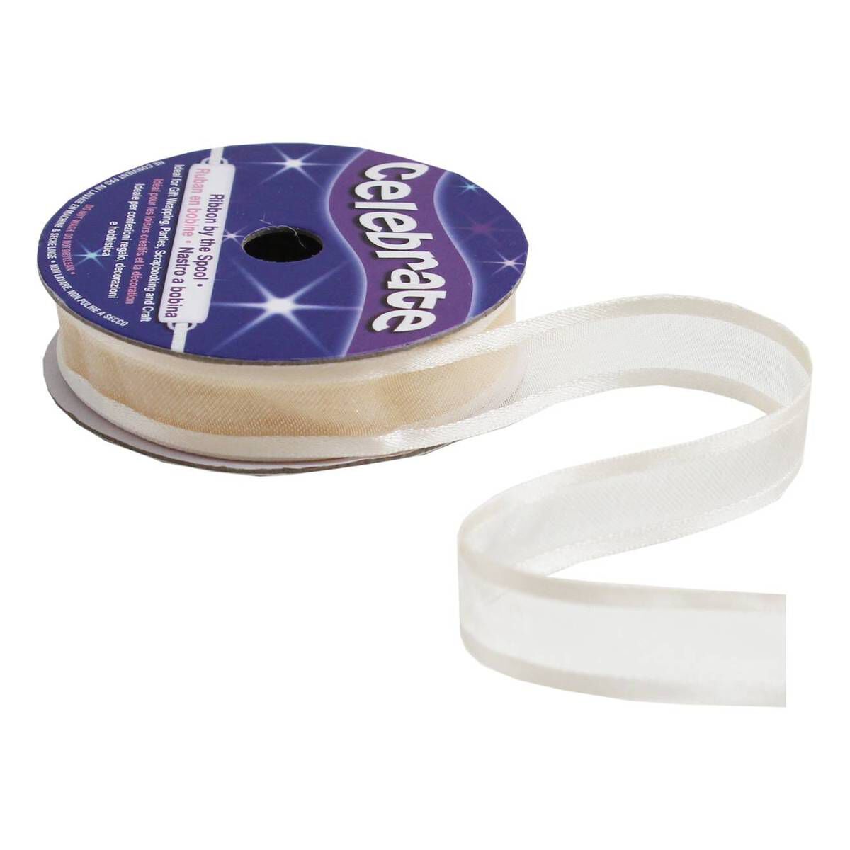 Ivory Organza Satin-Edged Ribbon 12mm x 5m | Hobbycraft