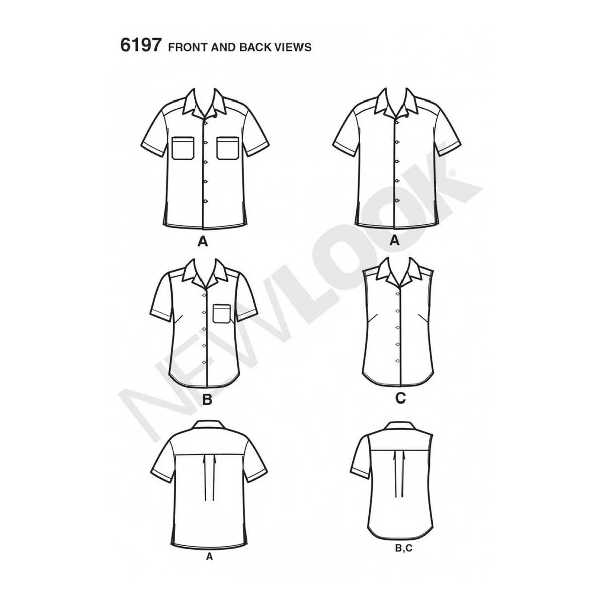 New Look Women and Men's Shirts Sewing Pattern 6197 | Hobbycraft