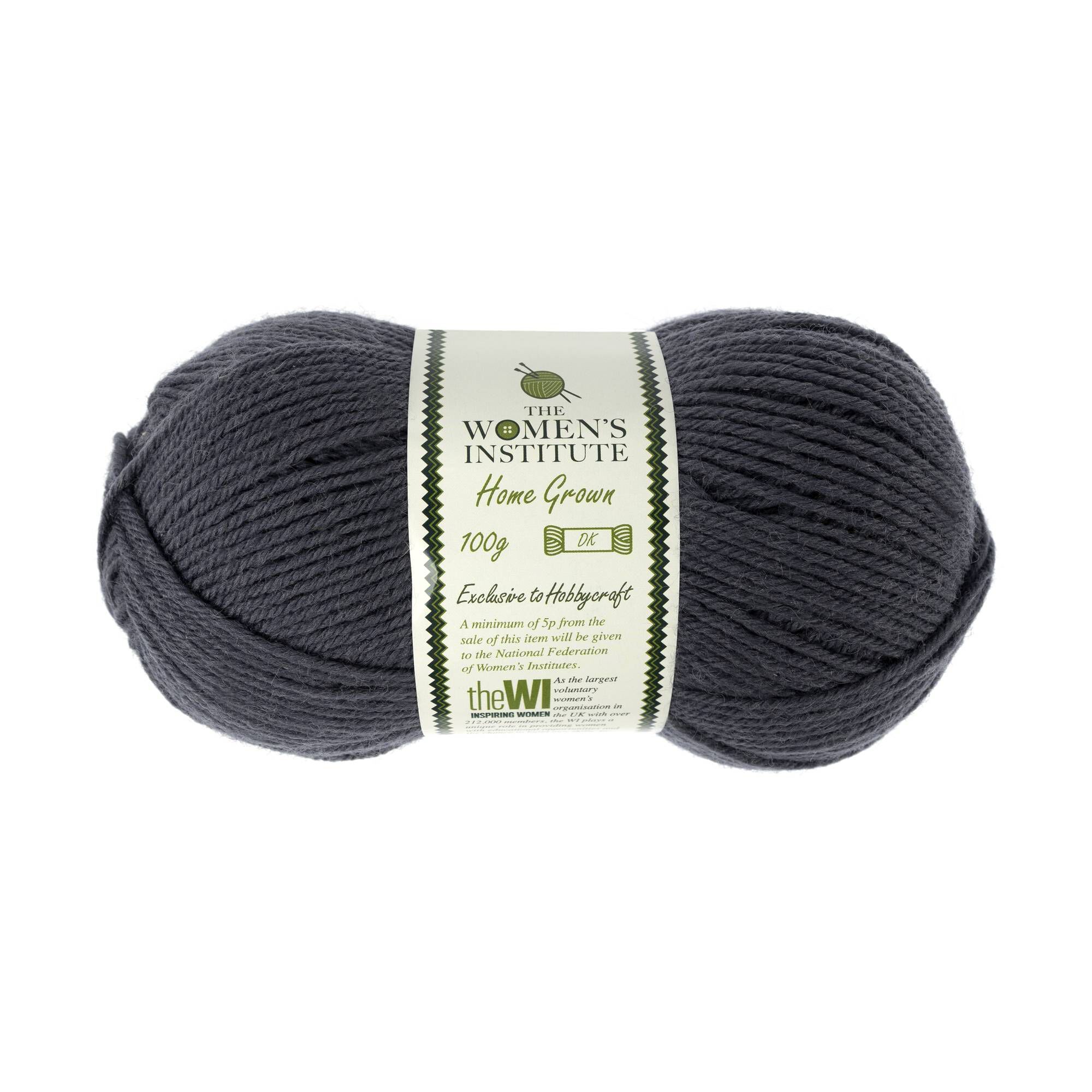 Women's Institute Dark Grey Home Grown DK Yarn 100g | Hobbycraft