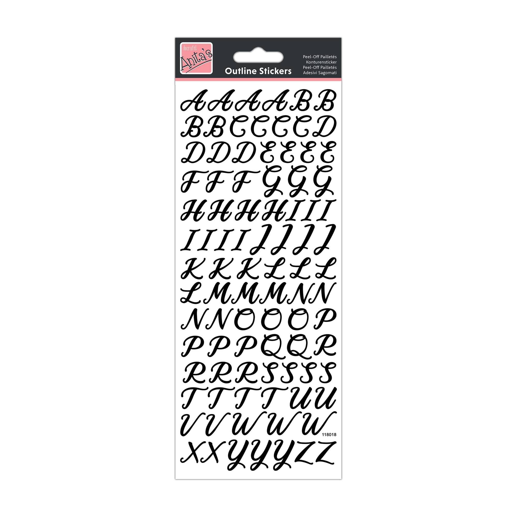 Anita's Black Uppercase Calligraphy Alphabet Outline Stickers | Hobbycraft