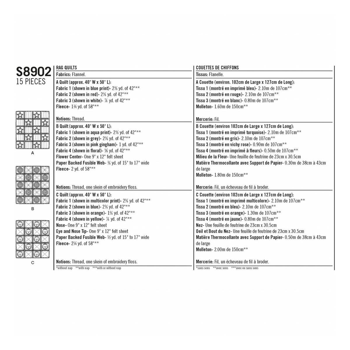 Simplicity Rag Quilts Sewing Pattern S8902 | Hobbycraft