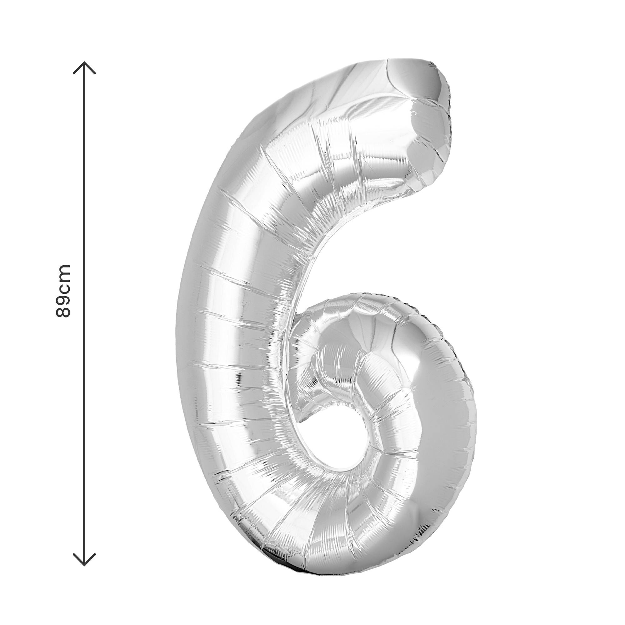 Extra Large Silver Foil Number 6 Balloon | Hobbycraft