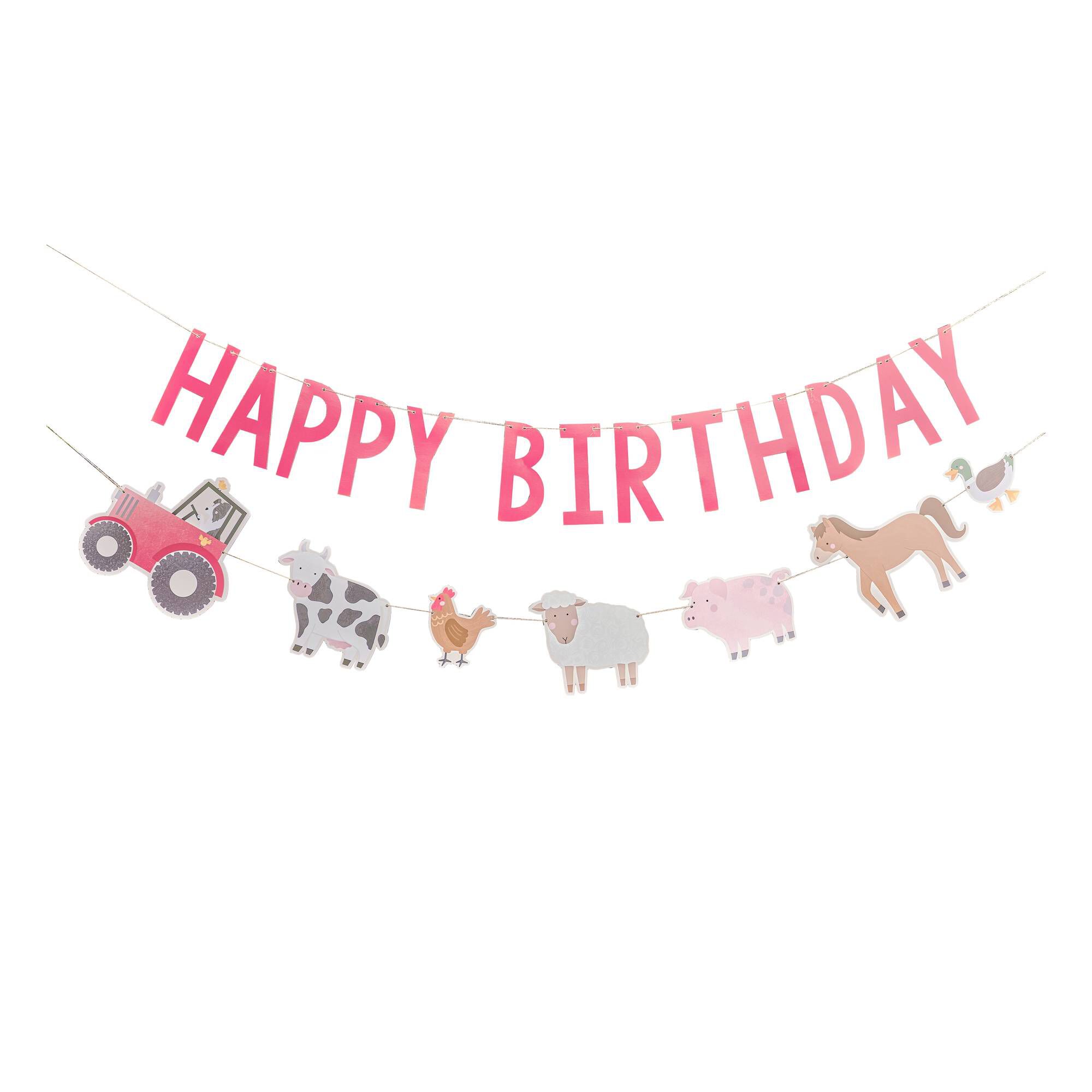 Ginger Ray Happy Birthday Farm Animal Bunting 2m | Hobbycraft