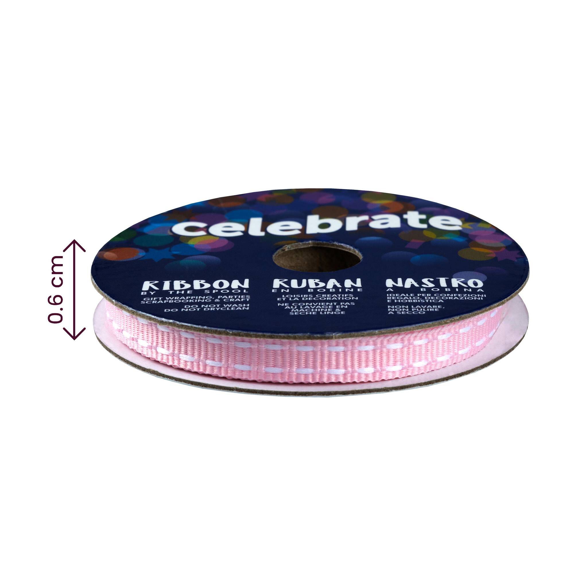 Baby Pink Grosgrain Running Stitch Ribbon 6mm x 5m | Hobbycraft